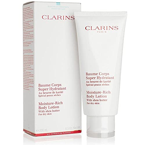 Clarins Moisture-Rich Body Lotion | Intensely Hydrates | Nourishes, Softens and Smoothes | Non-Greasy and Fast Absorbing | 88% Natural Ingredients | Body Cream With Shea Butter | For Dry Skin Types