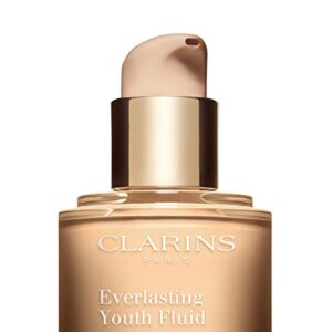 Clarins Everlasting Youth Fluid Foundation | Anti-Aging, Medium To Full Coverage | Illuminates, Smoothes and Visibly Firms | Satin Finish | Contains Plant Extracts With Skincare Benefits | 1 Fl Oz