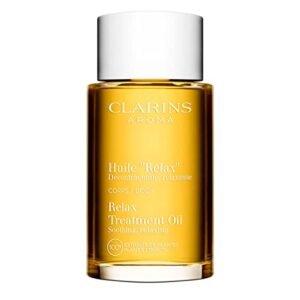 clarins relax body treatment oil | relaxes, moisturizes and soothes aching muscles | relieves stress and fatigue | nourished & comfortable skin after the first use* | natural 100% plant extracts