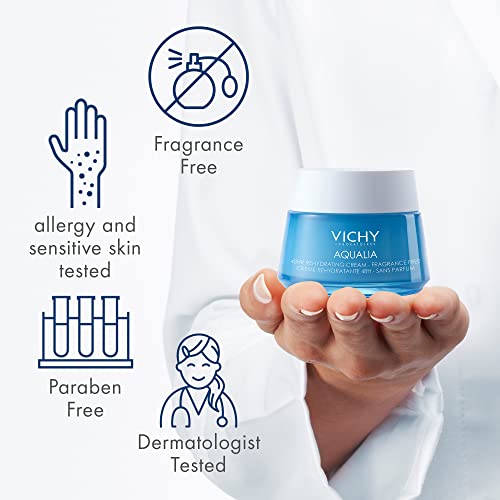 Vichy Aqualia Thermal 48HR Rehydrating Fragrance Free Face Cream, Hyaluronic Acid Moisturizer for Dry Skin, Moisturizing Face Lotion, Fragrance Free, 1.69 fl. oz.