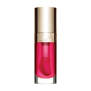 clarins lip comfort oil | soothes, comforts, hydrates and protects lips | sheer, high shine finish | visibly plumps | 93% natural ingredients | organic sweetbriar rose oil, rich in omega-6 and omega-3