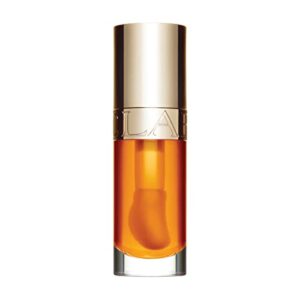 clarins lip comfort oil | soothes, comforts, hydrates and protects lips | sheer, high shine finish | visibly plumps | 93% natural ingredients | organic sweetbriar rose oil, rich in omega-6 and omega-3