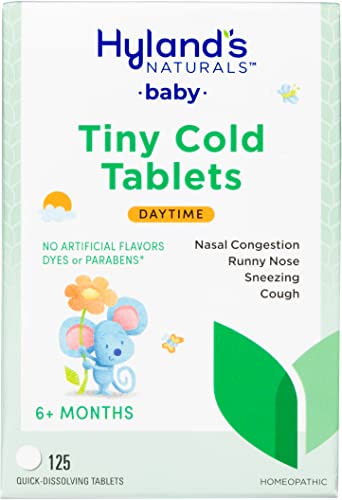 Hyland's Baby Tiny Cold Tablets, Natural Relief of Runny Nose, Congestion, and Occasional Sleeplessness Due to Colds, 125 Quick-Dissolving Tablets