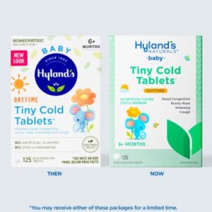 Hyland's Baby Tiny Cold Tablets, Natural Relief of Runny Nose, Congestion, and Occasional Sleeplessness Due to Colds, 125 Quick-Dissolving Tablets