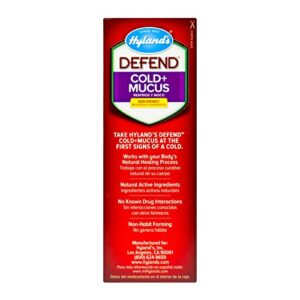 Hyland's Cold and Cough Mucus Relief Decongestant Defend by Homeopathic Cold Plus Mucus Fluid Ounce, Red, 4 Fl Oz