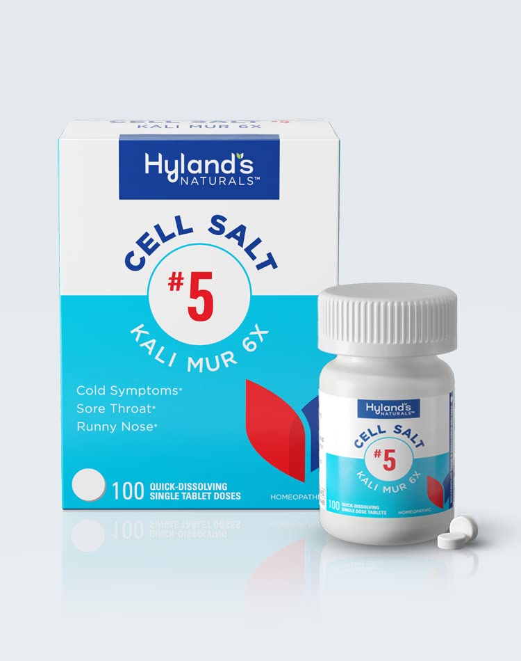 Hyland's Cold Medicine and Sore Throat Relief, Natural Treatment of Colds, Sore Throats, Runny Nose, and Burns, Naturals #5 Cell Salt Kali Muriaticum 6X Tablets, 100 Count