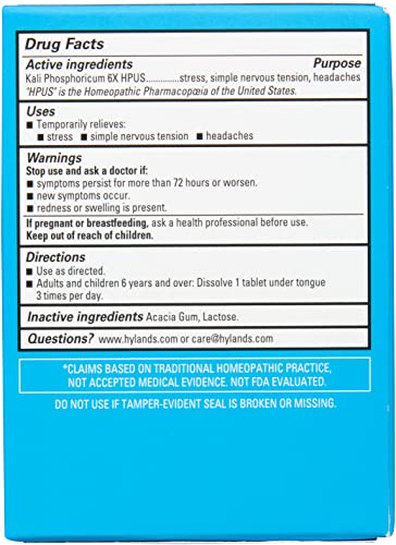 Hyland's Naturals #6 Kali Phos 6X Cell Salt Tablets, Headaches, and Simple Nervous Tension, 100 Count