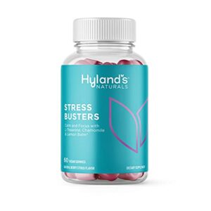 stress busters gummies by hyland’s naturals, calm and focus with l-theanine, chamomile and lemon balm, 60 vegan gummies (30 days)