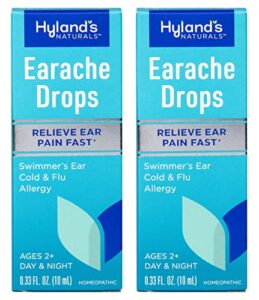 ear drops for swimmers ear, hyland’s earache drops for clogged ears, fast, natural, (2 pack)