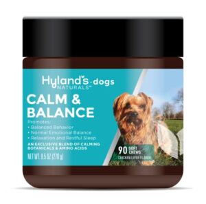 hyland’s naturals – dogs – calm & balance, 90 soft chews, supports balanced behavior, normal emotional balance, relaxation & restful sleep, l-theanine, gaba & chamomile, chicken liver flavor