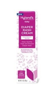 hyland’s naturals baby diaper rash cream, soothe, treat & prevent diaper rash, with zinc oxide, organic calendula, aloe, & chamomile, safe & gentle, pediatrician tested, 3 oz.