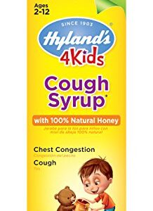 Cough Syrup for Kids Ages 2+ 100% Honey for Kids by Hyland's, Decongestant, Natural Relief of Cough and Chest Congestion, 4 Fl Oz