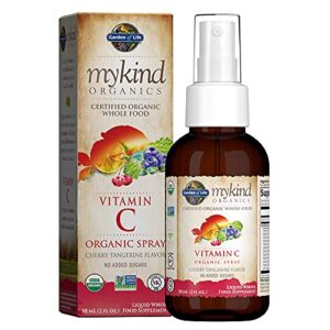 garden of life organic vitamin c for kids and adults, mykind organics vitamin c spray for skin health – cherry tangerine, vitamin c supplement antioxidant for immune support, 2 fl oz liquid drops