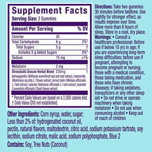 Stressballs, De-Stress + Snooze*, with Melatonin and Ashwagandha to Aid in Sleep and Stress Relief*, Chamomile & Lavender Herbal Blend, Non-Habit Forming Supplement, 46 Gummies