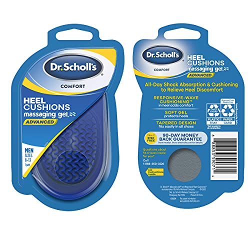 Dr. Scholl's HEEL CUSHIONS with Massaging Gel Advanced // All-Day Shock Absorption and Cushioning to Relieve Heel Discomfort (for Men's 8-13, also available for Women's 6-10)