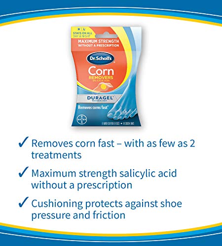 Dr. Scholl's Corn Remover With Duragel Technology, Removes Corns Fast And Provides Cushioning Protection Against Shoe Pressure And Friction For All-Day Pain Relief (Packaging May Vary), 6 Count