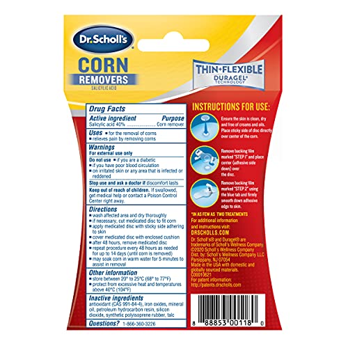 Dr. Scholl's Corn Remover With Duragel Technology, Removes Corns Fast And Provides Cushioning Protection Against Shoe Pressure And Friction For All-Day Pain Relief (Packaging May Vary), 6 Count