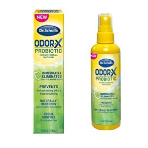 dr. scholl’s probiotic foot spray 4oz immediately eliminates and prevents odors from returning shoe deoderizer, 4 ounce