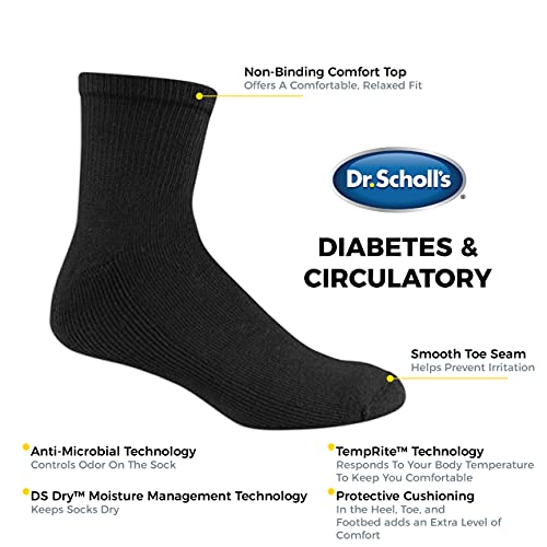 Dr. Scholl's Men's Diabetes & Circulator Sock, White, 7 12 US