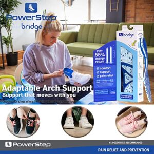 Powerstep Bridge Adaptable Arch Support Insoles, Comfort Memory Foam Inserts, Plantar Fasciitis Relief, Blue & White, Men 4-5.5, Women 5-6.5