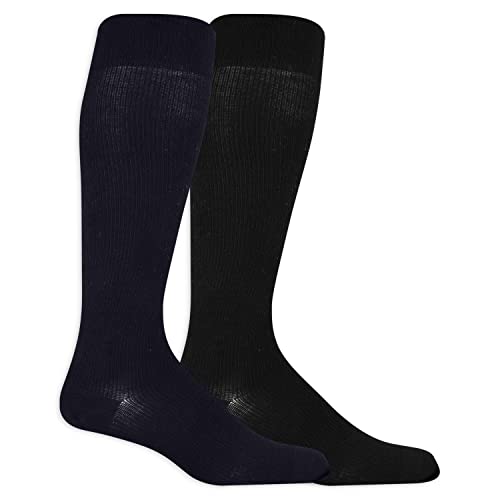 Dr. Scholl's Mens Graduated Compression Over The Calf - 2 & 3 Pair Packs Energizing Comfort And Fatigue Relief Sock, Navy Assorted, 7-12 US