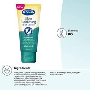 Dr. Scholl's Ultra Exfoliating Foot Lotion Cream with Urea for Dry Cracked Feet Heals and Moisturizes for Healthy Feet, 3.5 Ounce