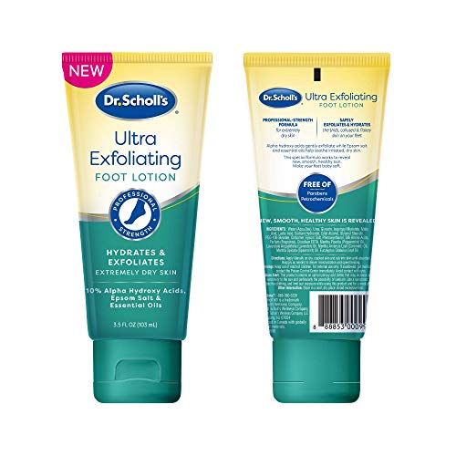 Dr. Scholl's Ultra Exfoliating Foot Lotion Cream with Urea for Dry Cracked Feet Heals and Moisturizes for Healthy Feet, 3.5 Ounce