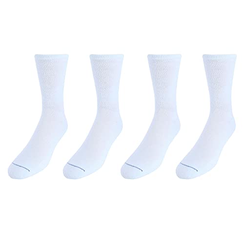 Dr. Scholl's Men's Diabetic & Circulatory Crew Work Socks (4 Pair Pack), White