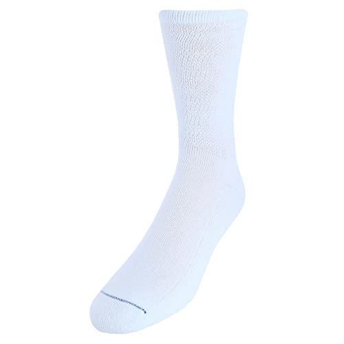 Dr. Scholl's Men's Diabetic & Circulatory Crew Work Socks (4 Pair Pack), White