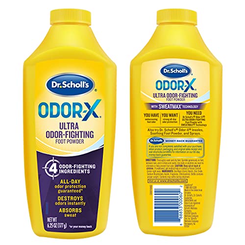 Dr. Scholl's Odor-Fighting X Foot Powder, Yellow, 6.25 Ounce (Pack of 3)