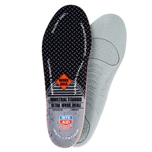 rite aid ultra work memory plus work insoles for men – sizes 7-13 | shock absorbing insoles | memory foam insoles | arch support insole men | boot insoles for men work | memory foam insoles