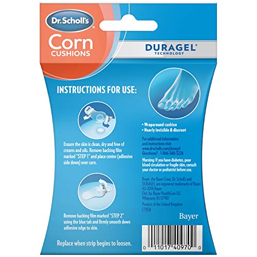 Dr. Scholl's CORN CUSHION with Duragel Technology 6ct Cushioning Protection against Shoe Pressure and Friction that Fits Easily In Any Shoe for Immediate and All-Day Pain Relief Packaging May Vary