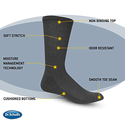 Dr. Scholl's Men's Diabetes & Circulator Casual Sock, Black, 7 12 US