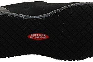 Skechers for Work Women's Squad SR Food Service Shoe, black flat knit, 5.5 M US