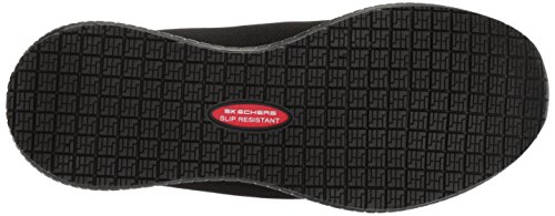 Skechers for Work Women's Squad SR Food Service Shoe, black flat knit, 5.5 M US