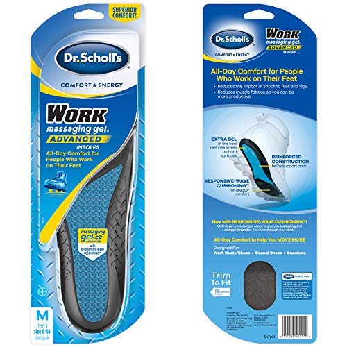 Dr. Scholl’s Sport Insoles Superior Shock Absorption and Arch Support (for Men's 8-4, Also Available for Women's 6-0), 1 Pair & Work Massaging Gel Advanced Insoles for Men Shoe Inserts