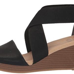 Dr. Scholl's Shoes Women's Barton Band Wedge Sandal, Black Smooth, 9