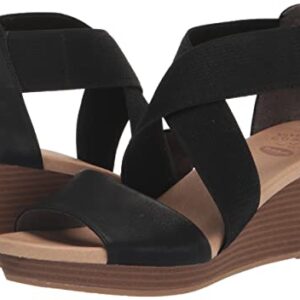 Dr. Scholl's Shoes Women's Barton Band Wedge Sandal, Black Smooth, 9