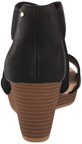 Dr. Scholl's Shoes Women's Barton Band Wedge Sandal, Black Smooth, 9