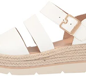 Dr. Scholl's Shoes Women's Once Twice Espadrille Wedge Sandal, White, 8