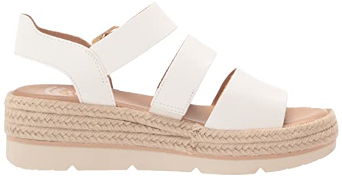 Dr. Scholl's Shoes Women's Once Twice Espadrille Wedge Sandal, White, 8