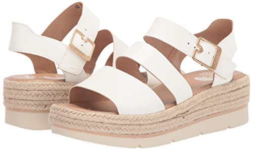 Dr. Scholl's Shoes Women's Once Twice Espadrille Wedge Sandal, White, 8