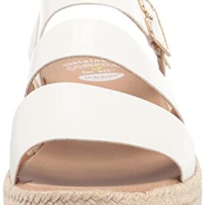 Dr. Scholl's Shoes Women's Once Twice Espadrille Wedge Sandal, White, 8