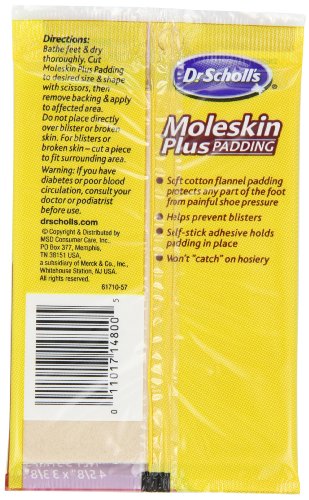 Dr. Scholl's Moleskin Plus 4 5/8-Inch X 3 3/8 Inch Padding, 3-Count Packages (Pack of 8)