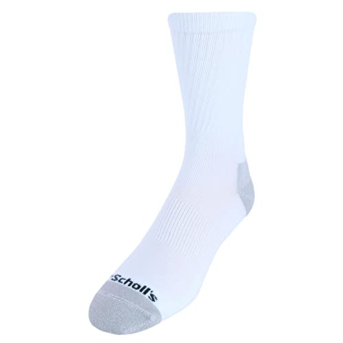 Dr. Scholl's Men's Crew Compression Work Socks (2 Pair Pack), White