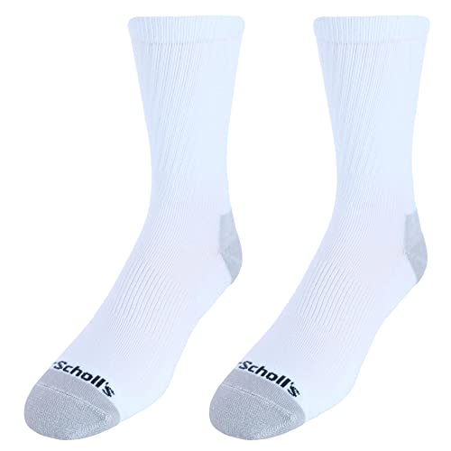 Dr. Scholl's Men's Crew Compression Work Socks (2 Pair Pack), White