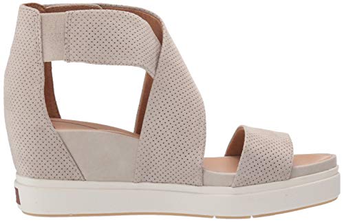 Dr. Scholl's Shoes Women's Sheena Wedge Sandal, Oyster Microfiber Perforated, 9.5 US