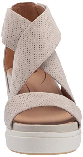 Dr. Scholl's Shoes Women's Sheena Wedge Sandal, Oyster Microfiber Perforated, 9.5 US