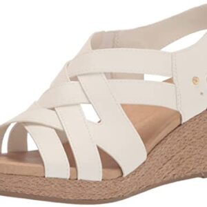 Dr. Scholl's Shoes Women's Everlasting Espadrille Wedge Sandal, White Smooth, 7