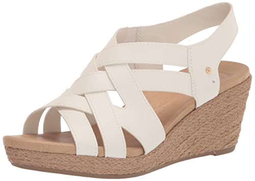 Dr. Scholl's Shoes Women's Everlasting Espadrille Wedge Sandal, White Smooth, 7